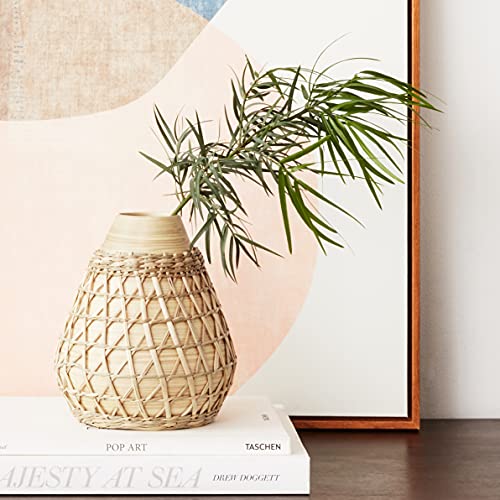 Creative Co-Op Bamboo Seagrass Weave Vase, Beige