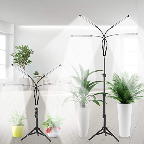 GHodec Grow Light with Stand, 80 LED 5500K Full Spectrum Floor Plant Light for Indoor Plants Growing,5 Dimmable Levels & Auto On/Off Timer,Tripod Stand Plant Lamp Height Adjustable