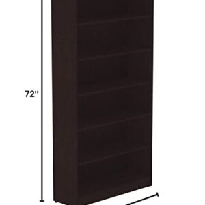 Lorell Essential Bookcase, 36" x 12" x 72", Espresso