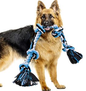 bmag dog rope toys for aggressive chewers, heavy duty dog toys for medium large dogs, tough twisted rope toy with 5 knots