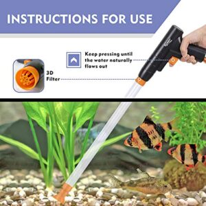 hygger Aquarium Gravel Cleaner, New Quick Water Changer with Air-Pressing Button Fish Tank Sand Cleaner Kit Aquarium Siphon Vacuum Cleaner with Water Hose Controller Clamp