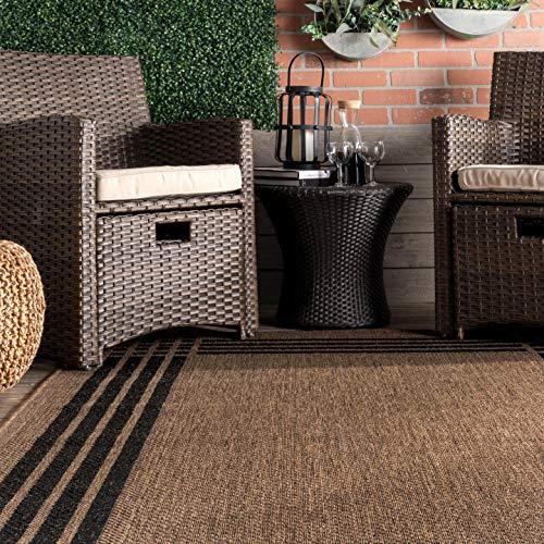 nuLOOM Gigi Striped Border Indoor/Outdoor Area Rug, 8' x 10', Brown