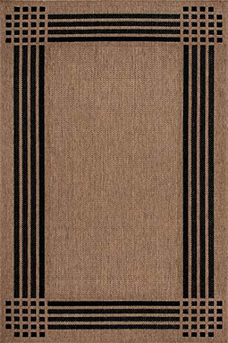 nuLOOM Gigi Striped Border Indoor/Outdoor Area Rug, 8' x 10', Brown