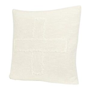 Creative Co-Op DF2389 Square Cotton Mudcloth Fringed X Pattern Pillow, Off-White