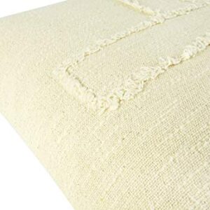 Creative Co-Op DF2389 Square Cotton Mudcloth Fringed X Pattern Pillow, Off-White