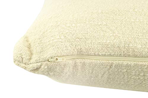 Creative Co-Op DF2389 Square Cotton Mudcloth Fringed X Pattern Pillow, Off-White