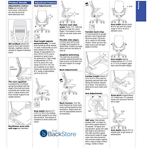 Steelcase Gesture Office Desk Chair with Headrest in Elmosoft Genuine Saddle L147 Leather Plus Lumbar Support High Platinum Metallic Frame with Seagull Seat/Back Merle Arms (Light/Light)