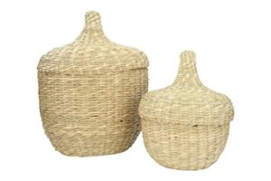 creative co-op handwoven seagrass lids (set of 2 sizes) baskets, beige