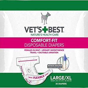 Vet's Best Comfort Fit Dog Diapers | Disposable Female Dog Diapers | Absorbent with Leak Proof Fit | Large/X-Large, 30 Count