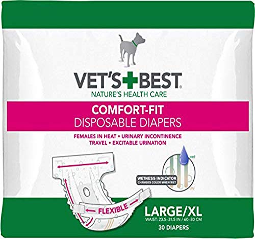 Vet's Best Comfort Fit Dog Diapers | Disposable Female Dog Diapers | Absorbent with Leak Proof Fit | Large/X-Large, 30 Count