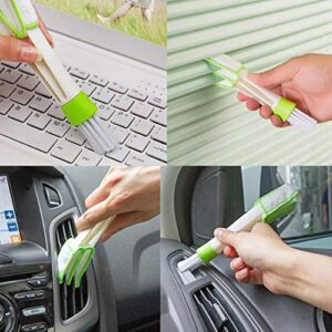 STEVE YIWU Windshield Window Cleaner Tool, Car Window Cleaner 180°Rotating Car Cleaning Brush Retractable Handle,2 Washable Microfiber Cover with Free 1Pc Green Car Crevice Brush Nice Gift