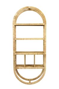 creative co-op df2988 42" h oval rattan wrapped 6 compartments (hangs vertical or horizontal) wall shelf, beige