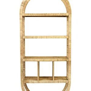 Creative Co-op DF2988 42" H Oval Rattan Wrapped 6 Compartments (Hangs Vertical or Horizontal) Wall Shelf, Beige