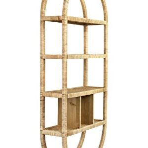 Creative Co-op DF2988 42" H Oval Rattan Wrapped 6 Compartments (Hangs Vertical or Horizontal) Wall Shelf, Beige