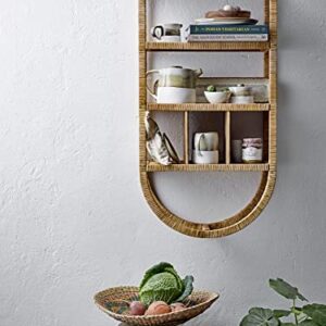 Creative Co-op DF2988 42" H Oval Rattan Wrapped 6 Compartments (Hangs Vertical or Horizontal) Wall Shelf, Beige