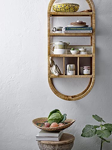 Creative Co-op DF2988 42" H Oval Rattan Wrapped 6 Compartments (Hangs Vertical or Horizontal) Wall Shelf, Beige