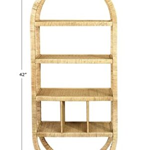 Creative Co-op DF2988 42" H Oval Rattan Wrapped 6 Compartments (Hangs Vertical or Horizontal) Wall Shelf, Beige