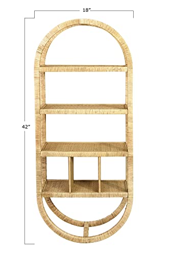 Creative Co-op DF2988 42" H Oval Rattan Wrapped 6 Compartments (Hangs Vertical or Horizontal) Wall Shelf, Beige