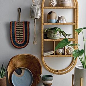 Creative Co-op DF2988 42" H Oval Rattan Wrapped 6 Compartments (Hangs Vertical or Horizontal) Wall Shelf, Beige