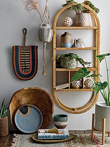 Creative Co-op DF2988 42" H Oval Rattan Wrapped 6 Compartments (Hangs Vertical or Horizontal) Wall Shelf, Beige