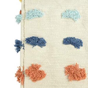 Creative Co-Op 60" L x 50" W Woven Cotton Tufted Dots & Tassels Throw, Multicolor