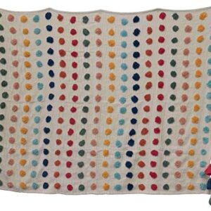 Creative Co-Op 60" L x 50" W Woven Cotton Tufted Dots & Tassels Throw, Multicolor