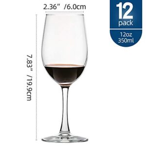 UMI UMIZILI 12 Ounce - Set of 12, Classic Durable Red/White Wine Glasses For Party