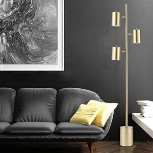 Globe Electric 67604 3-Light Floor Lamp, Matte Soft Gold, Large Weighted Base, Individual Rotary On/Off Switches on Shades, Floor Lamp for Living Room, Floor Lamp for Bedroom, Home Office Accessories