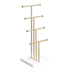 amazon basics four-tier jewelry tree stand - white/brass