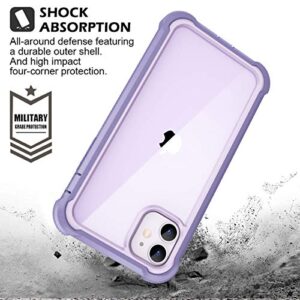 Dexnor iPhone 11 Case with Screen Protector Clear Rugged 360 Full Body Protective Shockproof Hard Back Defender Dual Layer Heavy Duty Bumper Cover Case for iPhone 11 6.1" - Purple