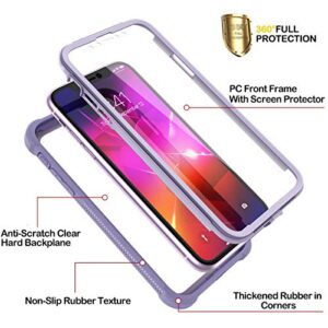 Dexnor iPhone 11 Case with Screen Protector Clear Rugged 360 Full Body Protective Shockproof Hard Back Defender Dual Layer Heavy Duty Bumper Cover Case for iPhone 11 6.1" - Purple