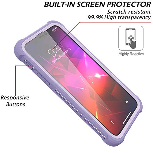 Dexnor iPhone 11 Case with Screen Protector Clear Rugged 360 Full Body Protective Shockproof Hard Back Defender Dual Layer Heavy Duty Bumper Cover Case for iPhone 11 6.1" - Purple