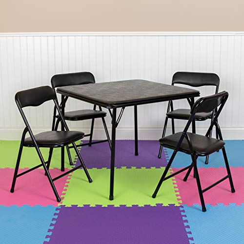 Flash Furniture Mindy Kids Black 5 Piece Folding Table and Chair Set