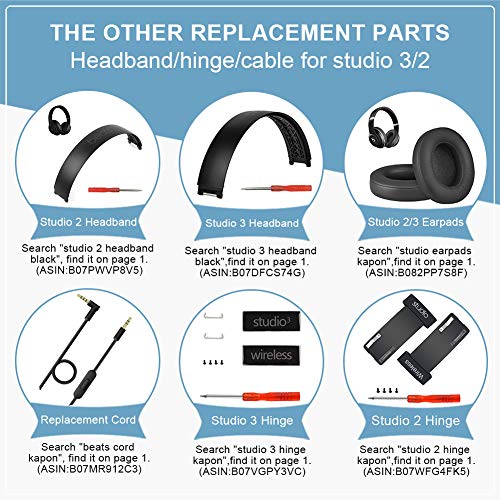 Beats Replacement Parts Headband Screws and Screwdriver Repair Kit Compatible with Studio 2.0 Wired/Wireless B0501/B0500 Studio 3 A1796 Over Ear Headphones (Black)