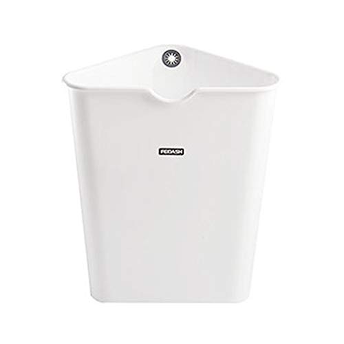 Triangle Space-saving Trash Can for Corner, 2.6 Gallon Durable Plastic Garbage Bin for Kitchen, Bathroom, RV, Coffee Bar, Small White Triangular Container, Open Top Wastebasket for Narrow Spaces