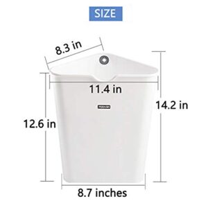 Triangle Space-saving Trash Can for Corner, 2.6 Gallon Durable Plastic Garbage Bin for Kitchen, Bathroom, RV, Coffee Bar, Small White Triangular Container, Open Top Wastebasket for Narrow Spaces