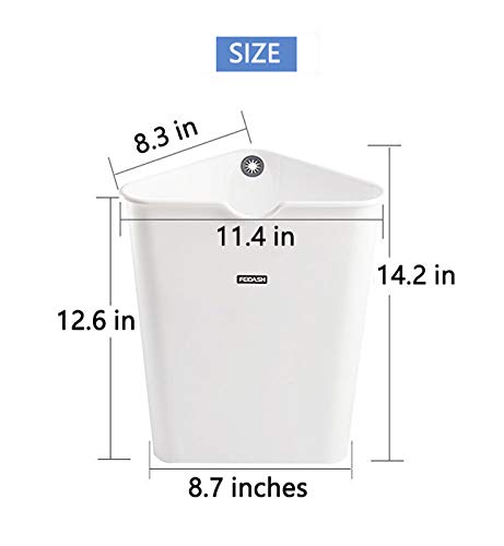 Triangle Space-saving Trash Can for Corner, 2.6 Gallon Durable Plastic Garbage Bin for Kitchen, Bathroom, RV, Coffee Bar, Small White Triangular Container, Open Top Wastebasket for Narrow Spaces