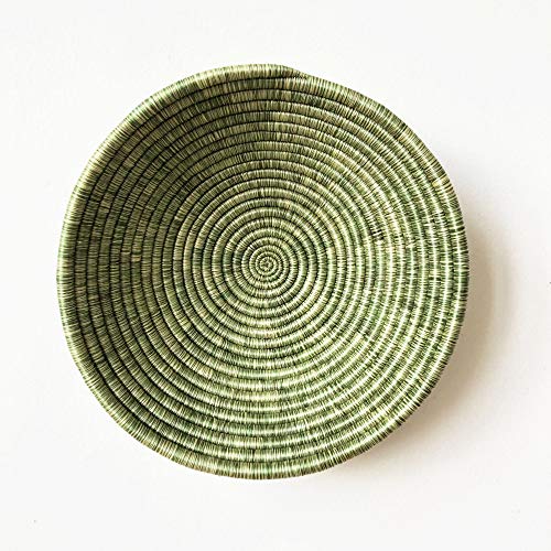 African Basket: Musebeya/Rwanda Basket/Woven Bowl/Sisal & Sweetgrass Basket/Green, Citron