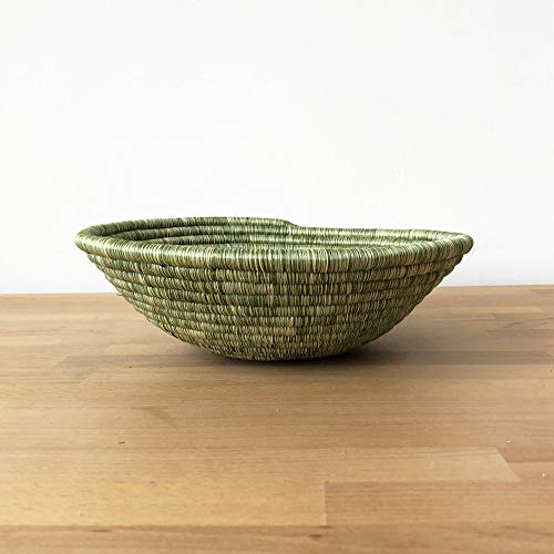 African Basket: Musebeya/Rwanda Basket/Woven Bowl/Sisal & Sweetgrass Basket/Green, Citron