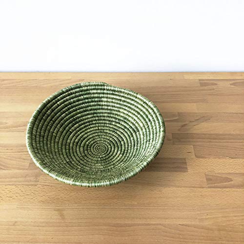 African Basket: Musebeya/Rwanda Basket/Woven Bowl/Sisal & Sweetgrass Basket/Green, Citron