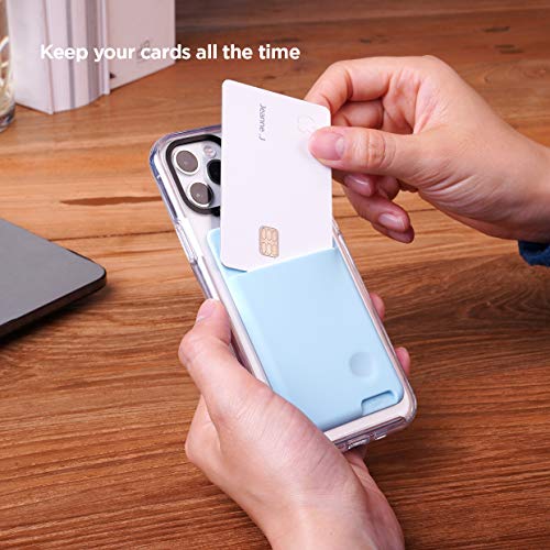 elago Phone Card Holder - Secure Phone Wallet, Ultra Slim Card Holder for Back of Phone, 3M Adhesive ID Card for iPhone, Galaxy and Most Smartphones [Pastel Blue]