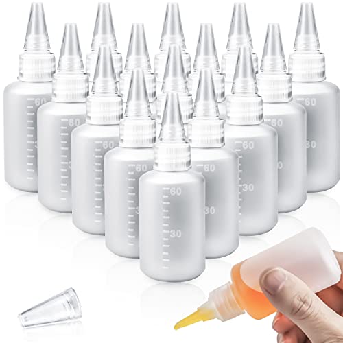 Heatoe 20 Pack 2oz Squeeze Bottles,Plastic Mini Empty Squirt Bottle with Attachable Cap Lids,Nice for Crafts,Art,Glue,Multi-Purposes Set and More