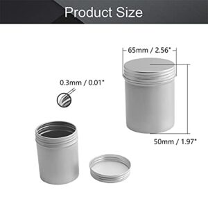 Othmro 2.7oz Metal Round Tins Aluminum Tin Cans Jar Refillable Containers 80ml Tin Cans Tin Bottles Containers with Screw Lid for Lip Balm Crafts Cosmetic Candles Silver 65×50mm