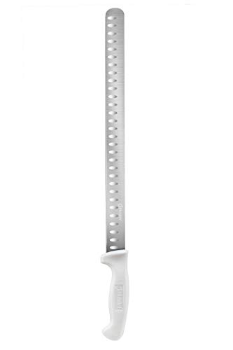 Bleteleh Extra-Long 15-inch blade slicing knife Granton Edge, White Handle