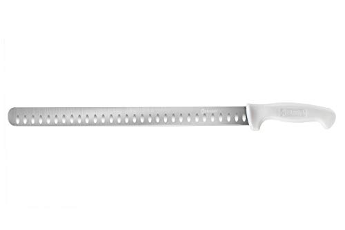 Bleteleh Extra-Long 15-inch blade slicing knife Granton Edge, White Handle