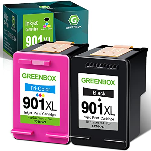 GREENBOX Remanufactured Ink Cartridge for HP 901 901XL for HP Officejet 4500 J4500 J4524 J4540 J4550 J4580 J4624 J4640 J4660 J4680 J4680C Printer (1 Black 1 Tri-Color)