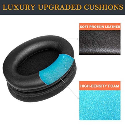 SOULWIT Professional Earpads Cushions Replacement for Sony WH-1000XM3 (WH1000XM3) Over-Ear Headphones, Ear Pads with Softer Protein Leather, Noise Isolation Memory Foam, Added Thickness (Black)