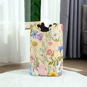 senya Summer Wildflowers Large Storage Basket Collapsible Organizer Bin Laundry Hamper for Nursery Clothes Toys