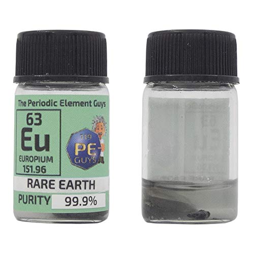 Europium 2 Grams 99.9% Pure Rare Earth Element Sample in PEGUYS Element Bottle