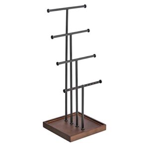 amazon basics four-tier jewelry tree stand - walnut/black